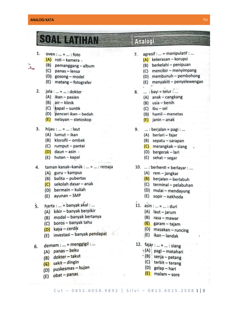 Analogi Kata 40 Soal | PDF
