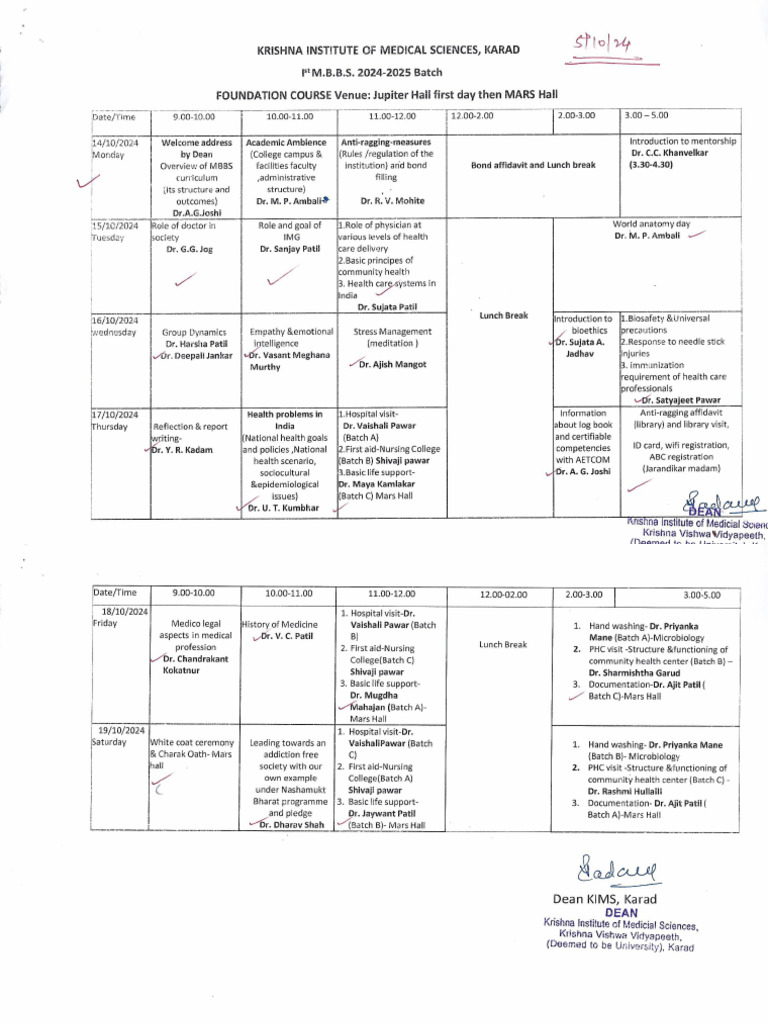 Foundation Course Schedule-1 | PDF