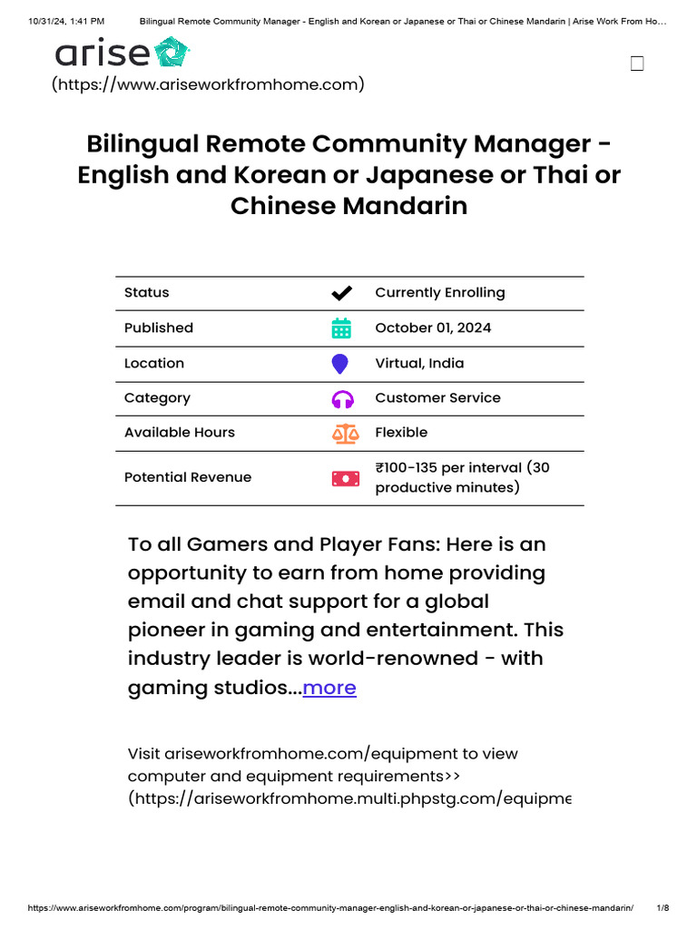 Bilingual Remote Community Manager - English and Korean or Japanese or ...