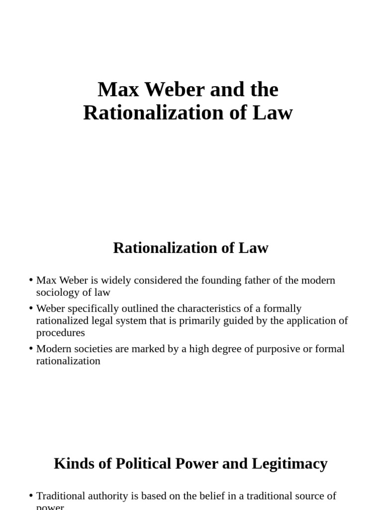 Max Weber and The Rationalization of Law | PDF