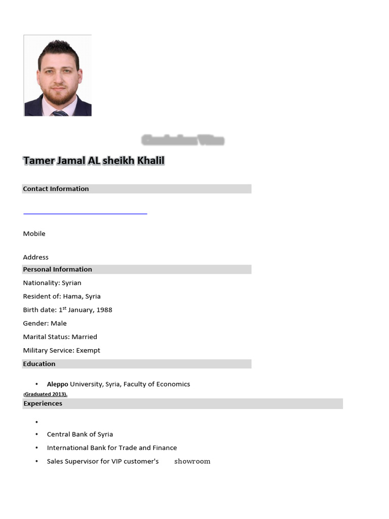 Tamer AL Shikh Khalil C.V | PDF | Law