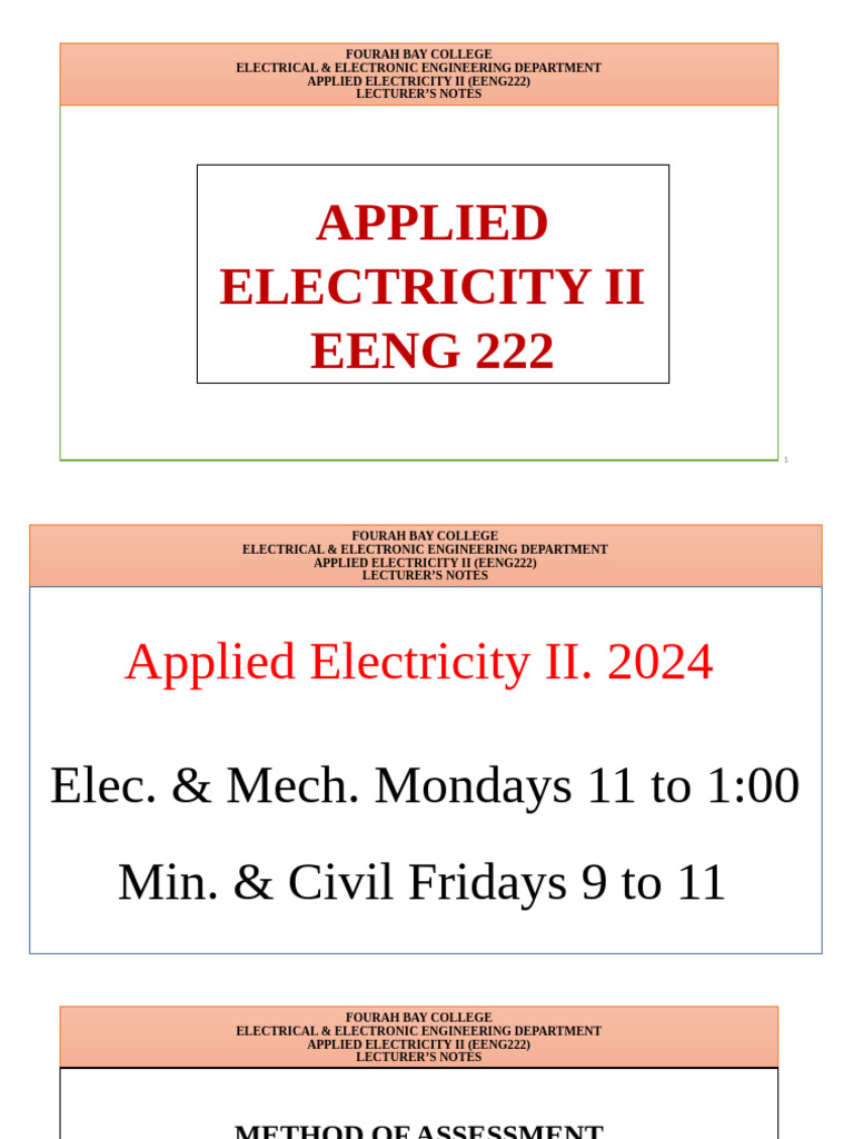 Applied Electricity II 2024 PDF | PDF | Root Mean Square | Transformer
