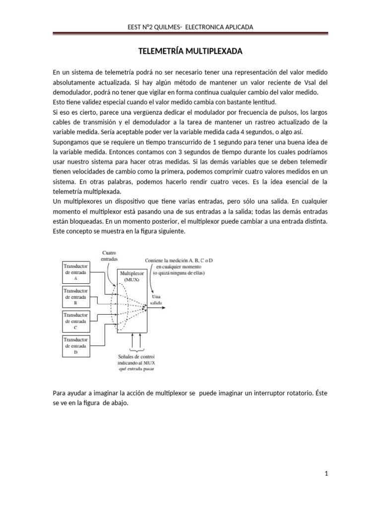 continuidadTELEMETRÍA MULTIPLEXADA | PDF | Electrónica | Multiplexación
