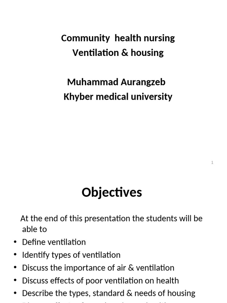 Ventilation and Housing in Community Health | PDF | Ventilation ...