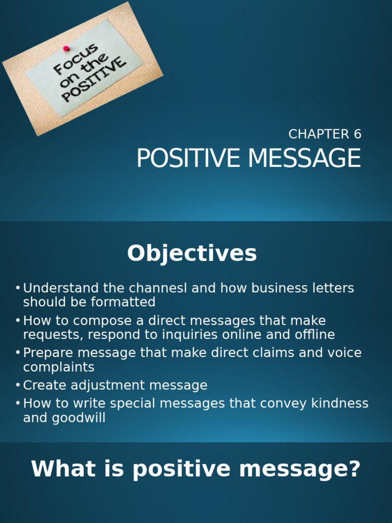 Understanding Positive Messages in Business | PDF | Memorandum ...