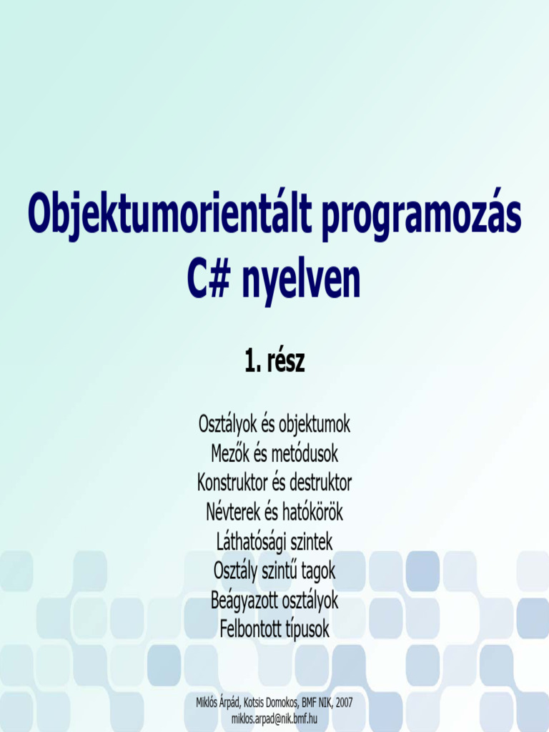(A.3) OOP C# Nyelven | PDF