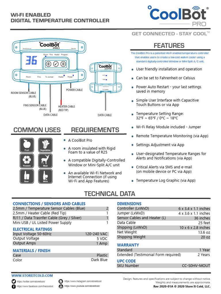 Cool Bot Pro Spec Sheet 2020 | PDF | Mobile App | Wi Fi