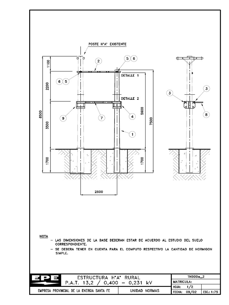 TN500a - 2 (09-02) - Estructura H°A° P.A.T. 13,20,400 - 0,231 Kv. | PDF
