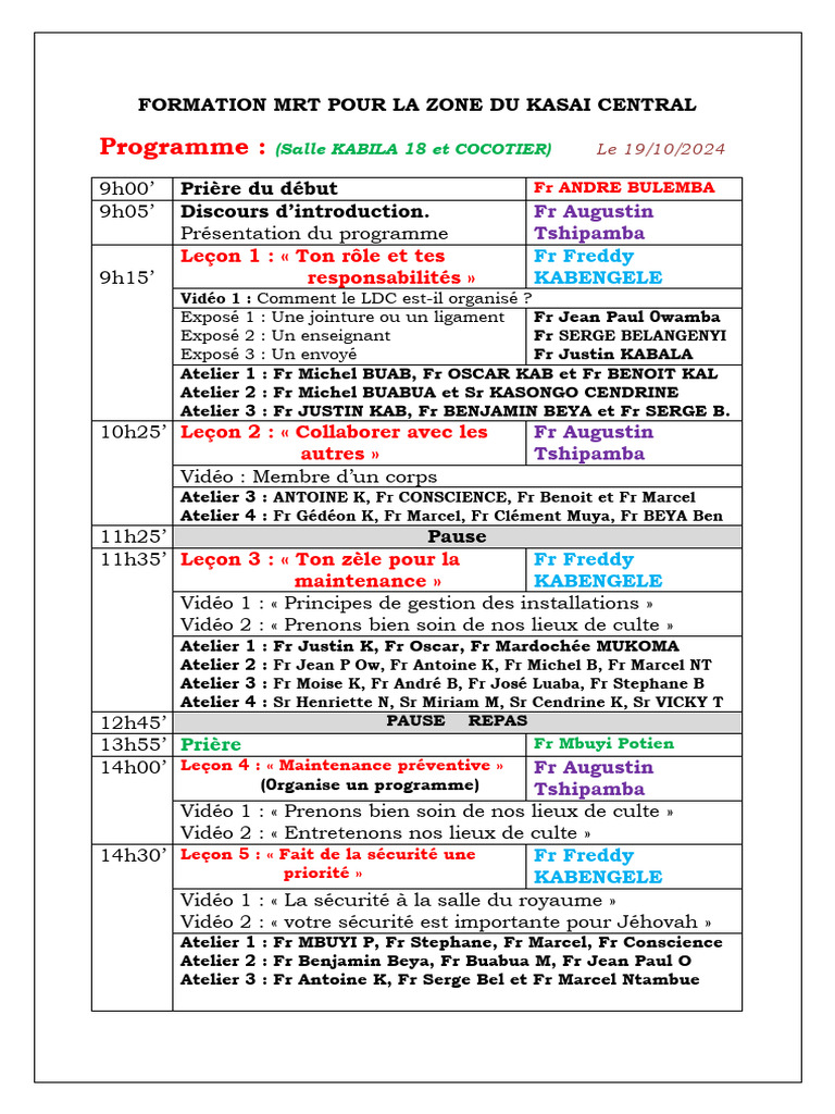 Formation MRT au Kasai Central | PDF