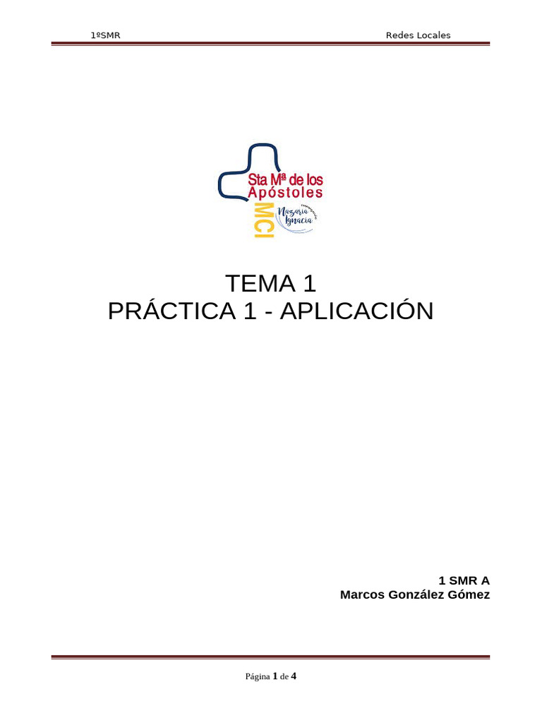 Práctica Redes Locales 1ºSMR | PDF | Red de computadoras | Multidifusión