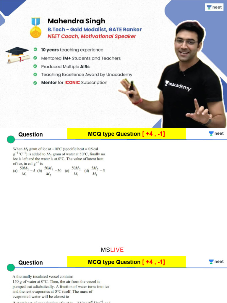 50 Most Expected Que - THERMAL PROPERTIES - Manthan2.0 | PDF