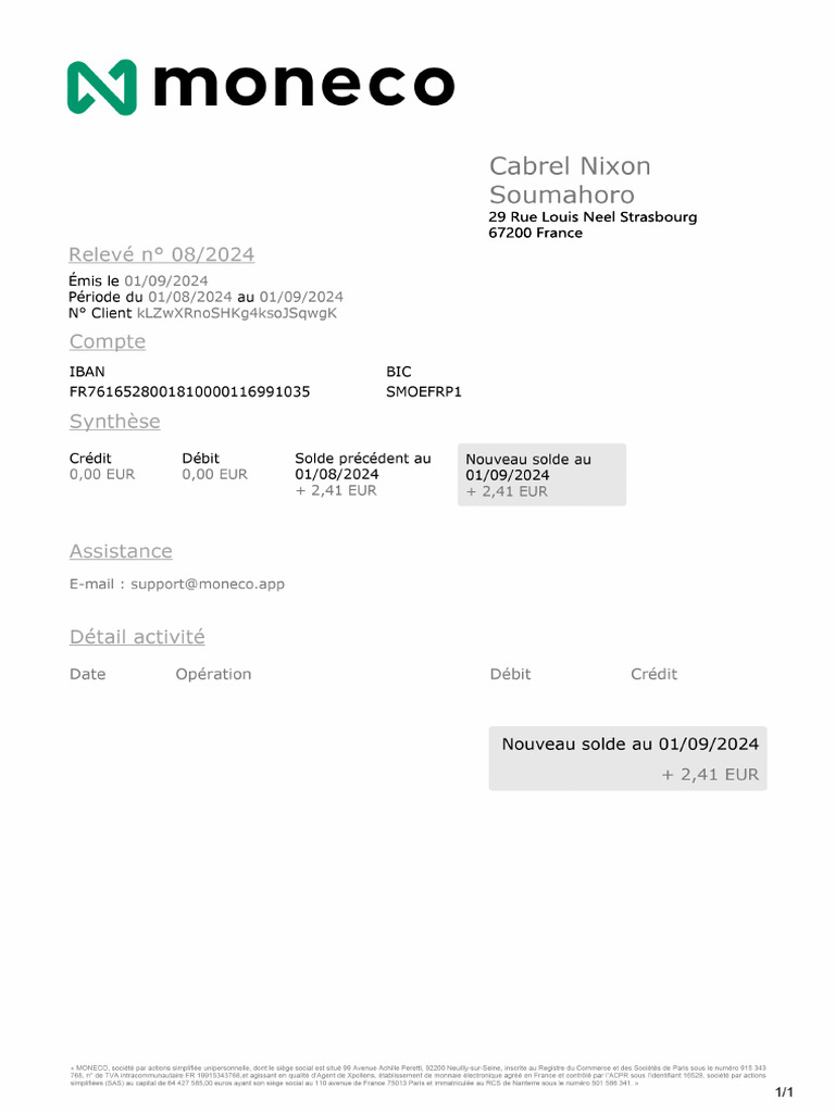 Soumahoro_MONECO_BANK_STATE_8-2024 | PDF