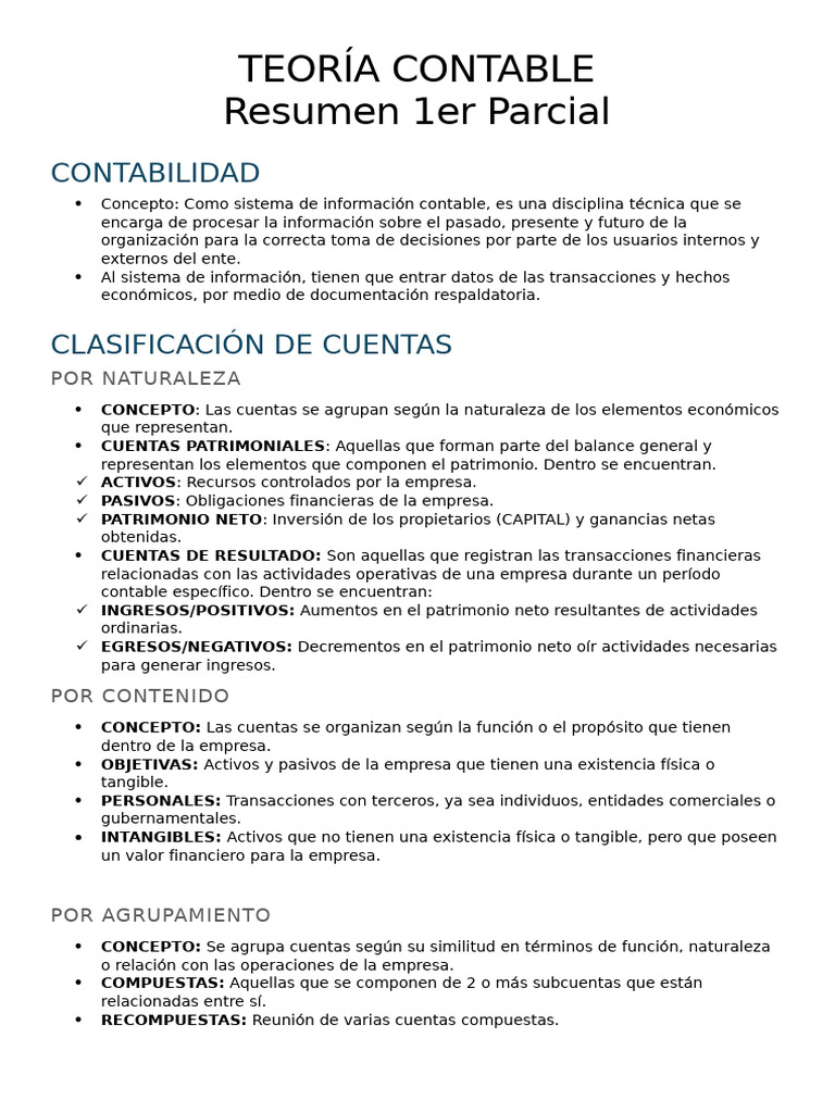 Teoría Contable Resumen 1er Parcial | PDF | Contabilidad | Business