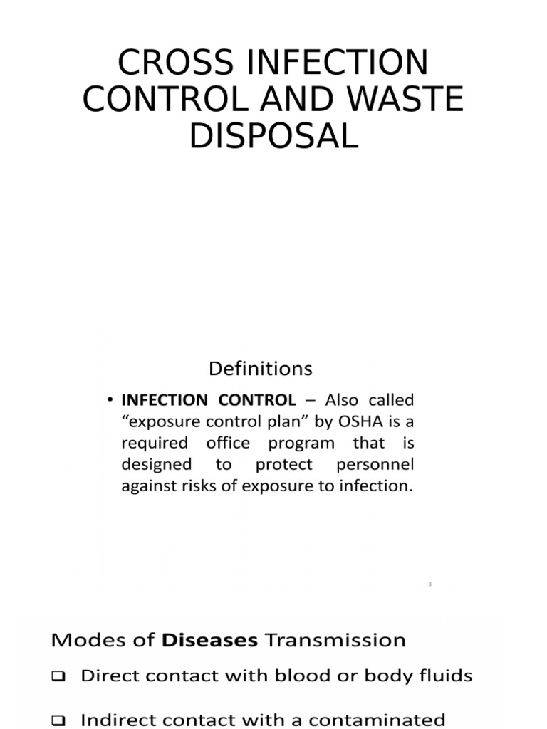 Cross Infection Control and Waste Disposal | PDF | Science & Mathematics