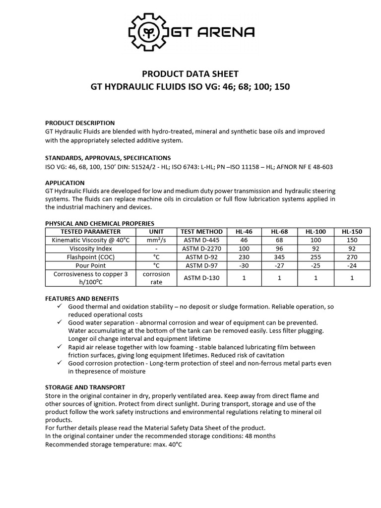 GT Hydraulic Fluids | PDF | Lubricant | Materials