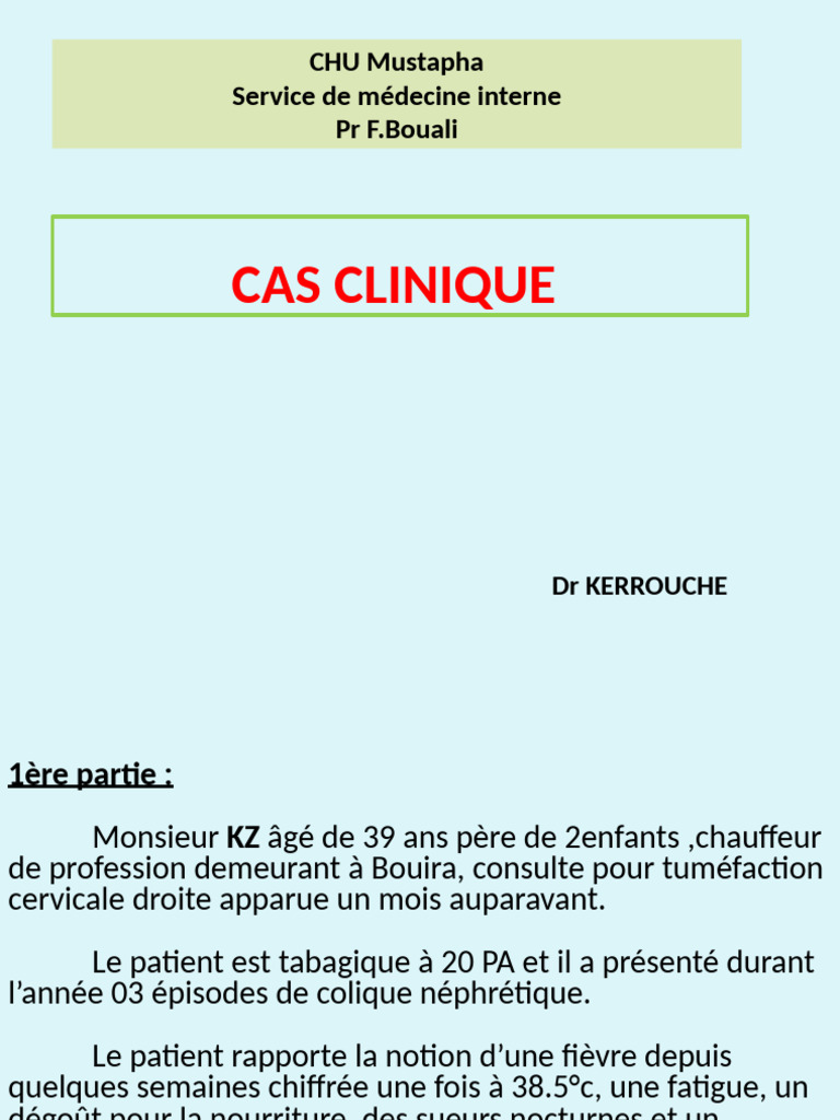 Cas Clinique 2024 Adnp | PDF | Tuberculose | Médecine clinique