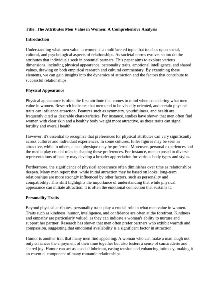 The Attributes Men Value | PDF | Physical Attractiveness | Humour