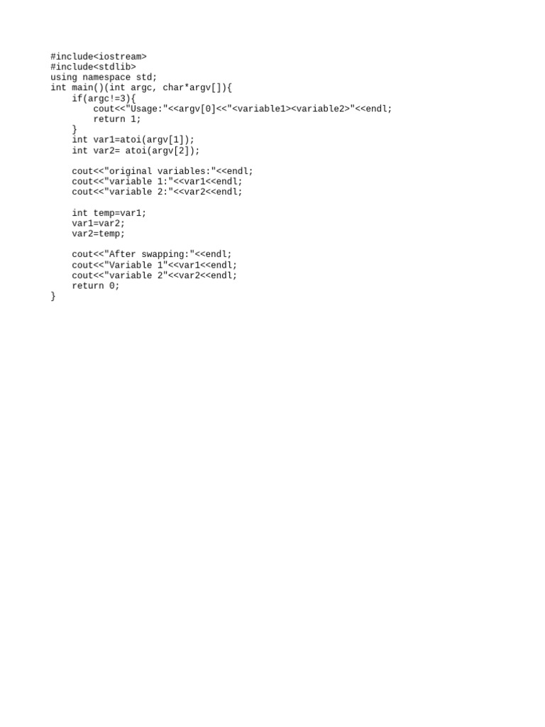 C++ Program: Swap Two Variables | PDF