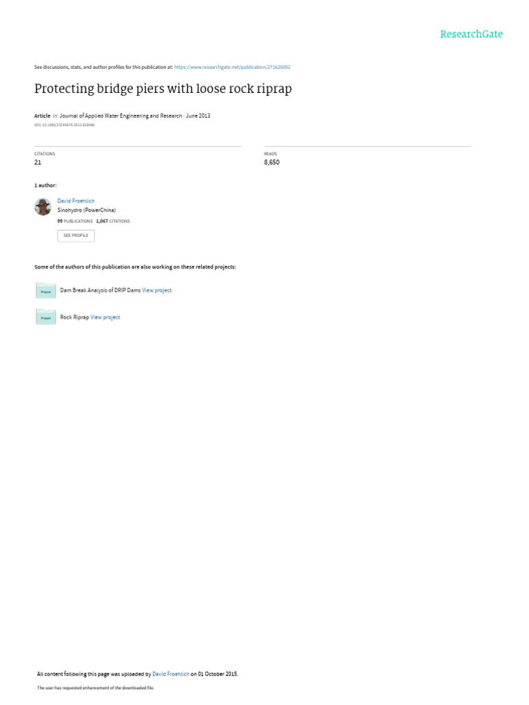 Protecting Bridge Piers With Loose Rock Riprap: Journal of Applied ...