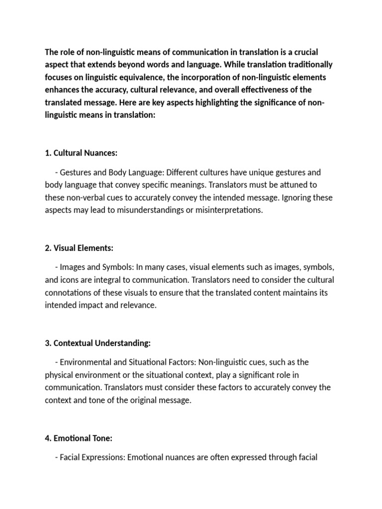 Non-Linguistic Elements in Translation | PDF | Communication | Translations