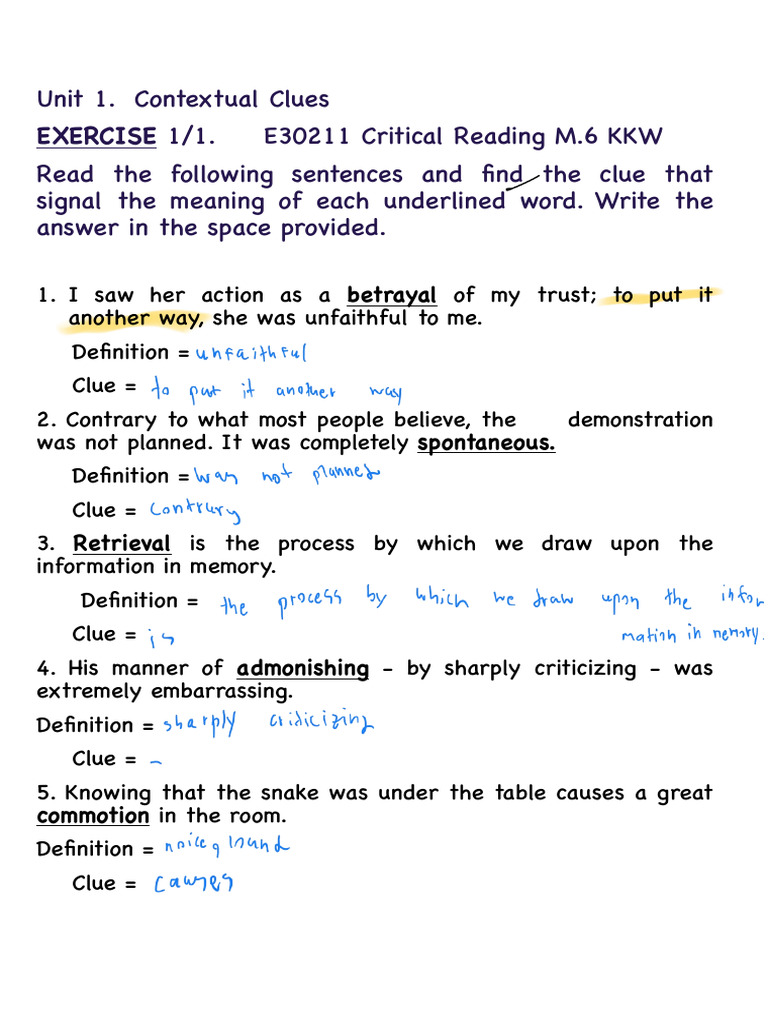 Exercise Of Unit 1 Pdf