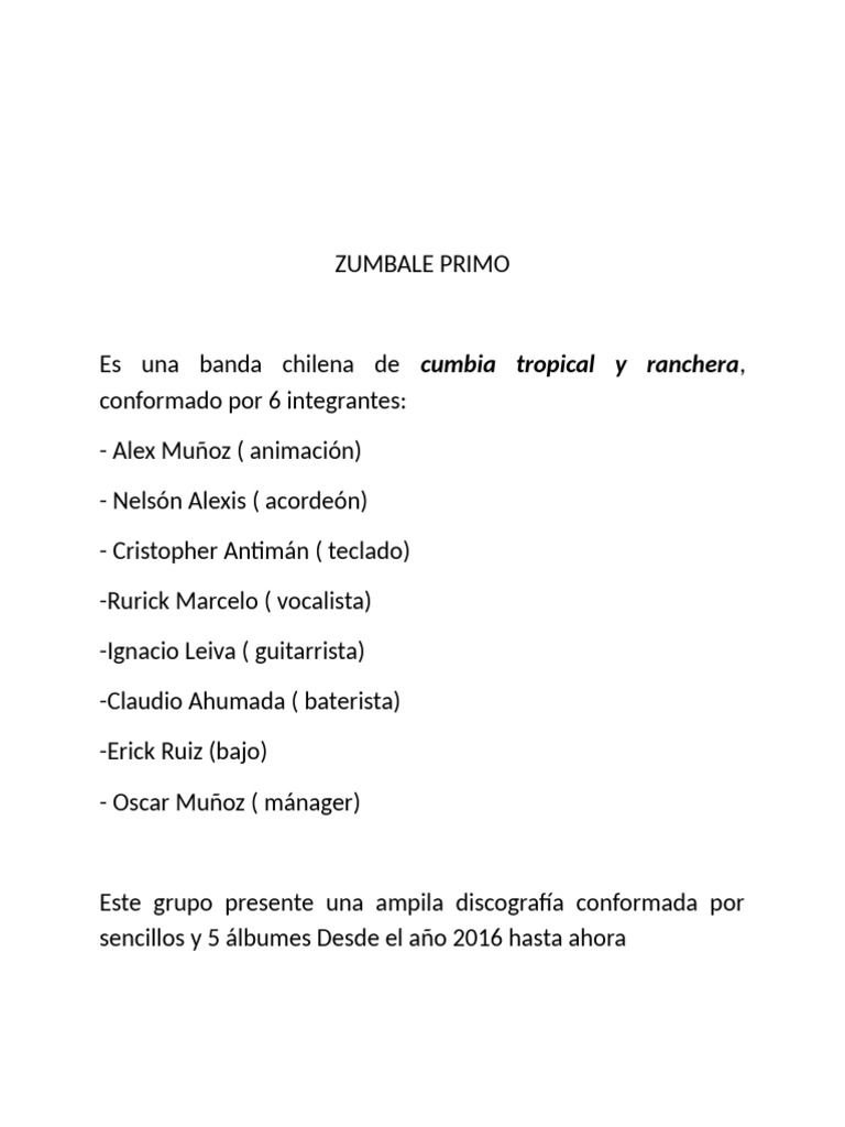 Zumbale Primo Word | PDF