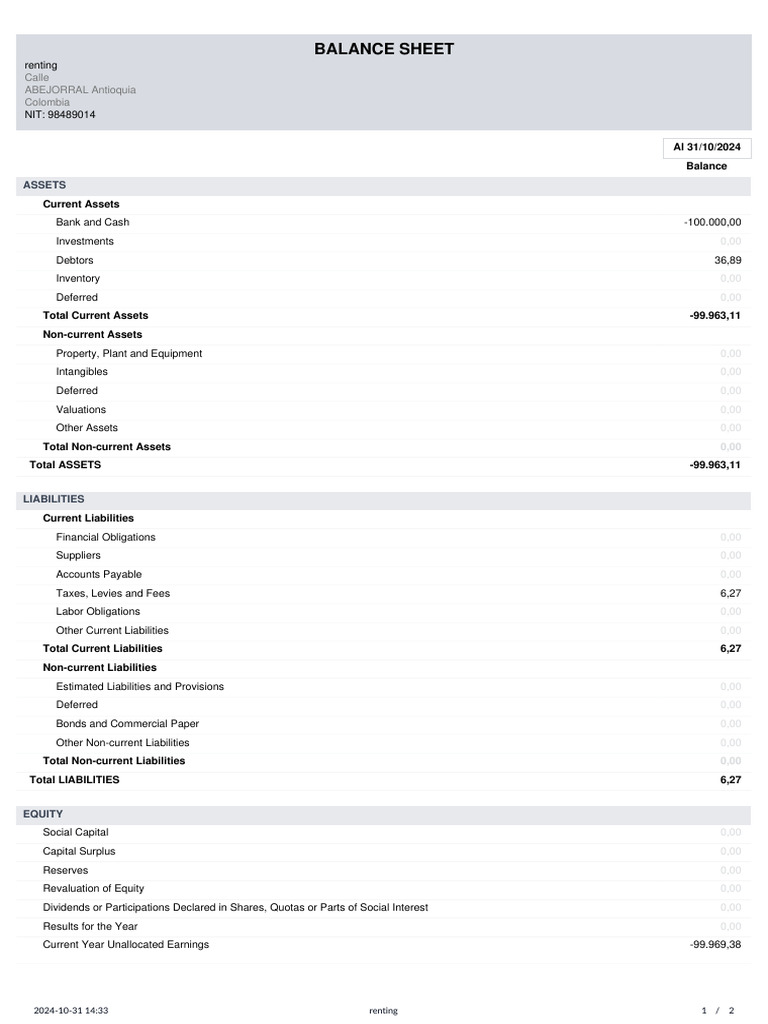 balance_sheet | PDF | Equity (Finance) | Balance Sheet