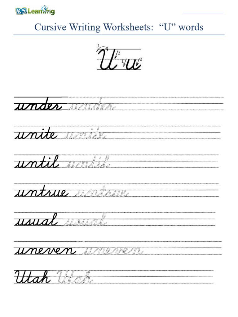 Handwriting Practice Words Uu Printable | PDF