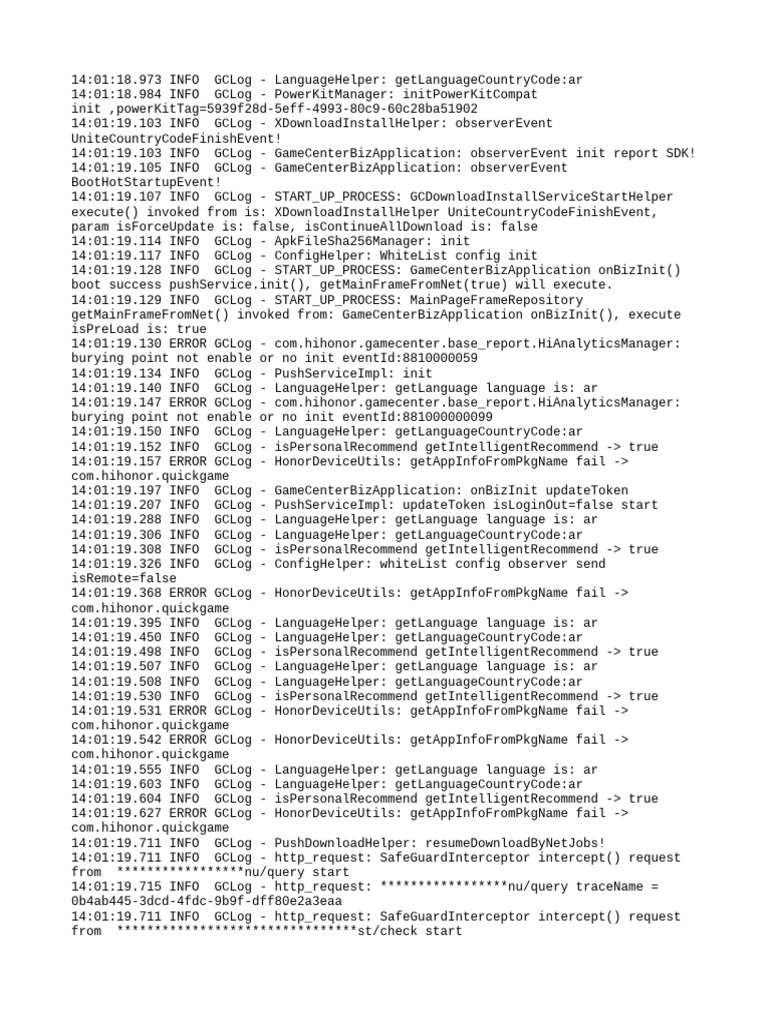 Game Center Initialization Log Analysis | PDF | Internet Protocols | Web Development