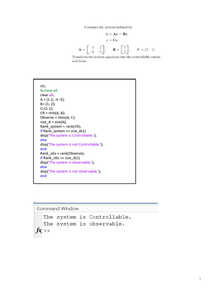 Controllability And Observability Pdf Computers Technology And Engineering