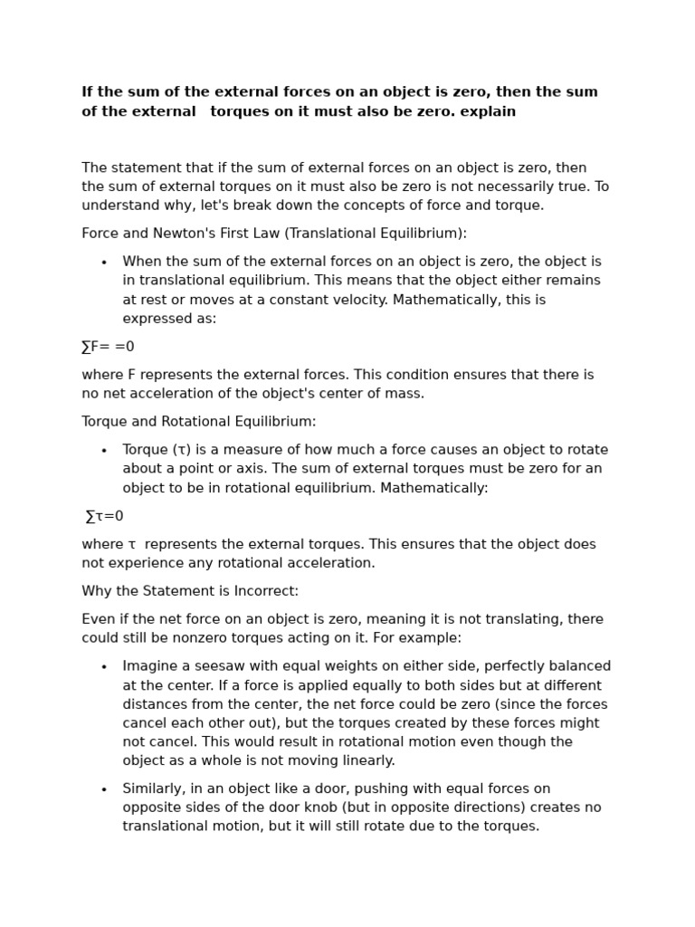 Force and Torque | PDF | Science & Mathematics