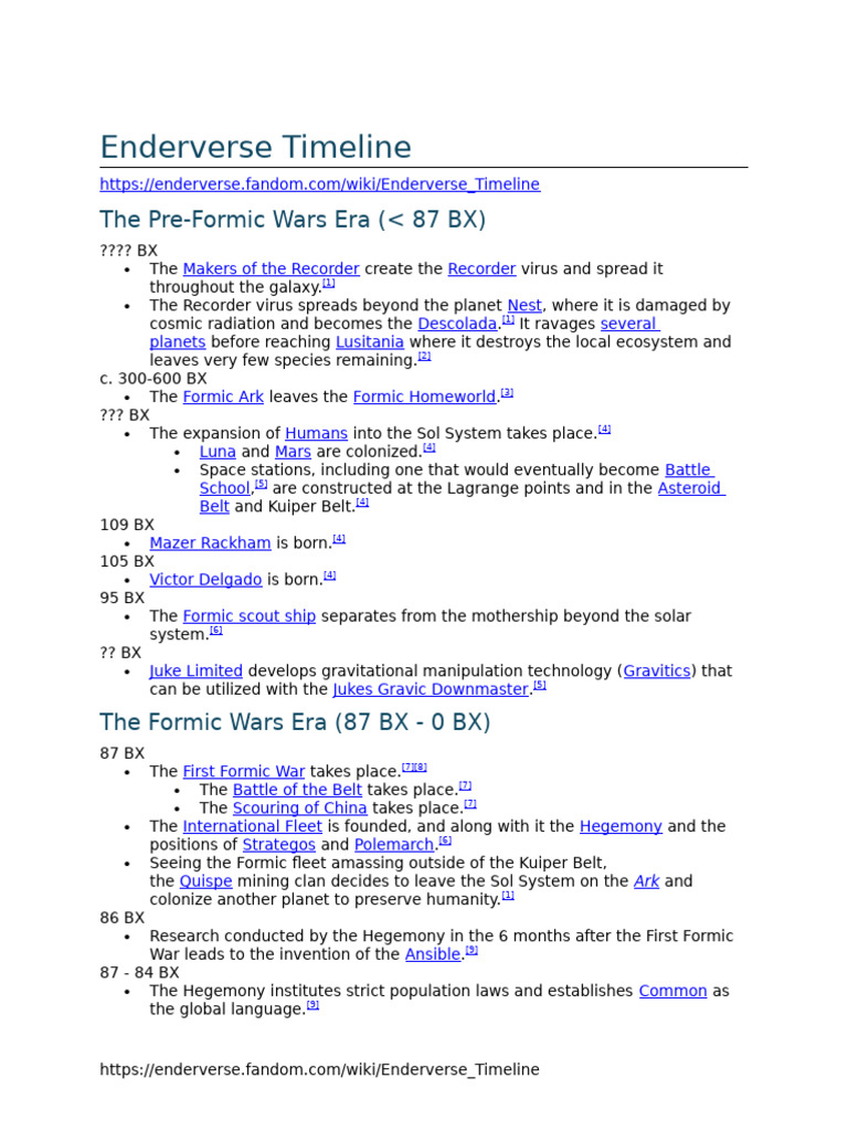 Enderverse Timeline (For Fall 2024 Mastery Project) | PDF | Social ...
