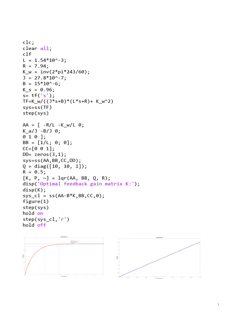 LQR, PID Controller Design of A System | PDF | Algorithms | Applied ...