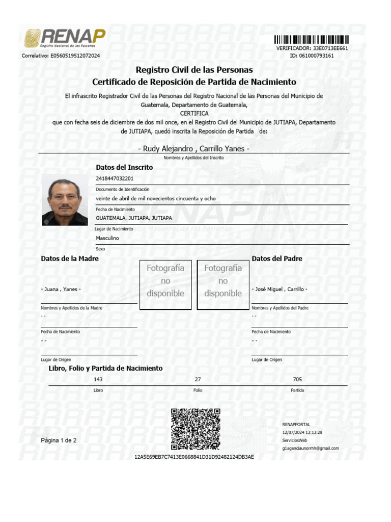 Cert Nac Rudy | PDF | Gobierno y personalidad | Instituciones sociales