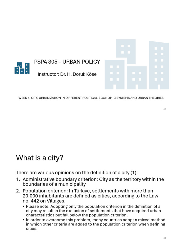 Urban Policy: City Definitions & Theories | PDF | Capitalism | Urbanization