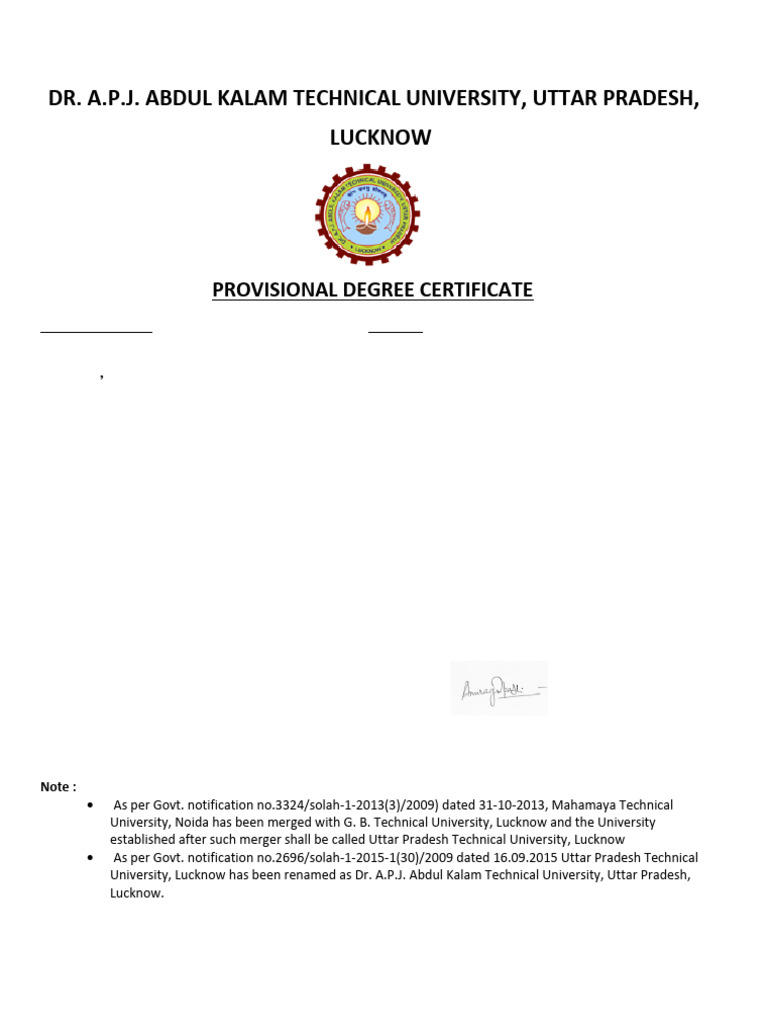 Provisional Certificate | PDF
