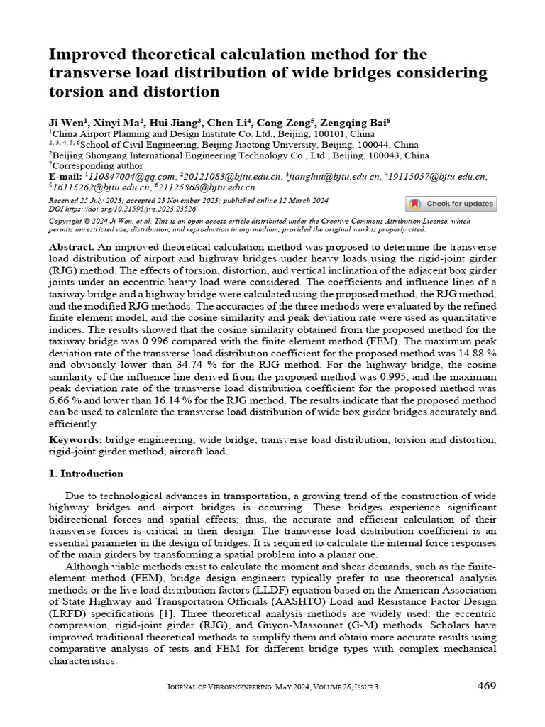Theoretical Calculation Method For The Transverse Load Distribution of ...