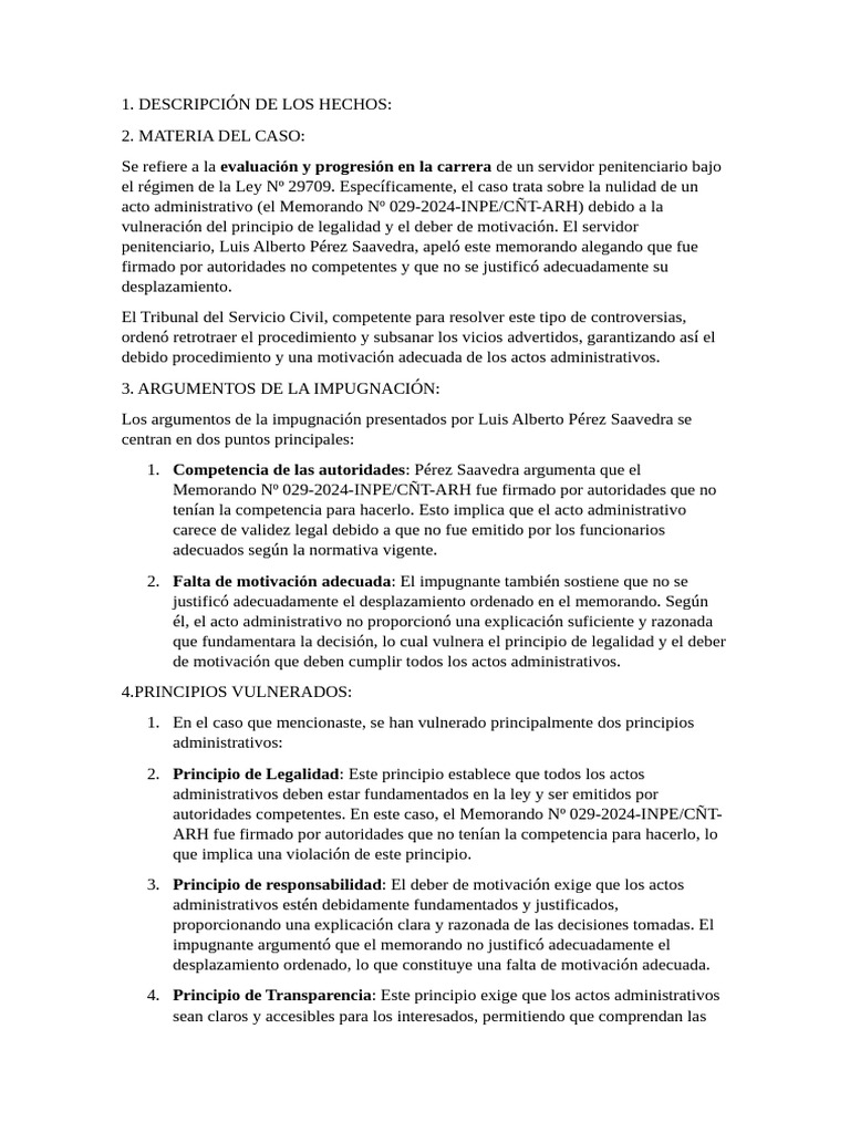 Nulidad de Acto Administrativo en INPE | PDF | Debido al proceso | Nulo ...