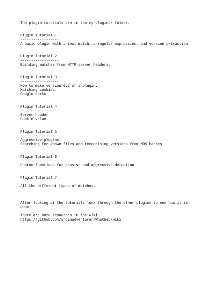 Plugin Tutorials | PDF