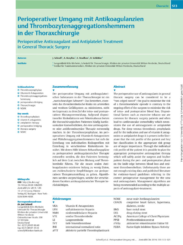 (Perioperative Anticoagulant and Antiplatelet Treatment in General ...
