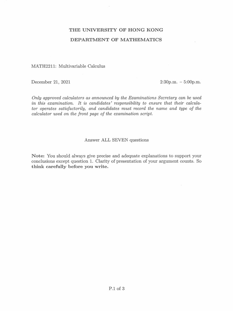 2021fall | PDF | Equations | Function (Mathematics)