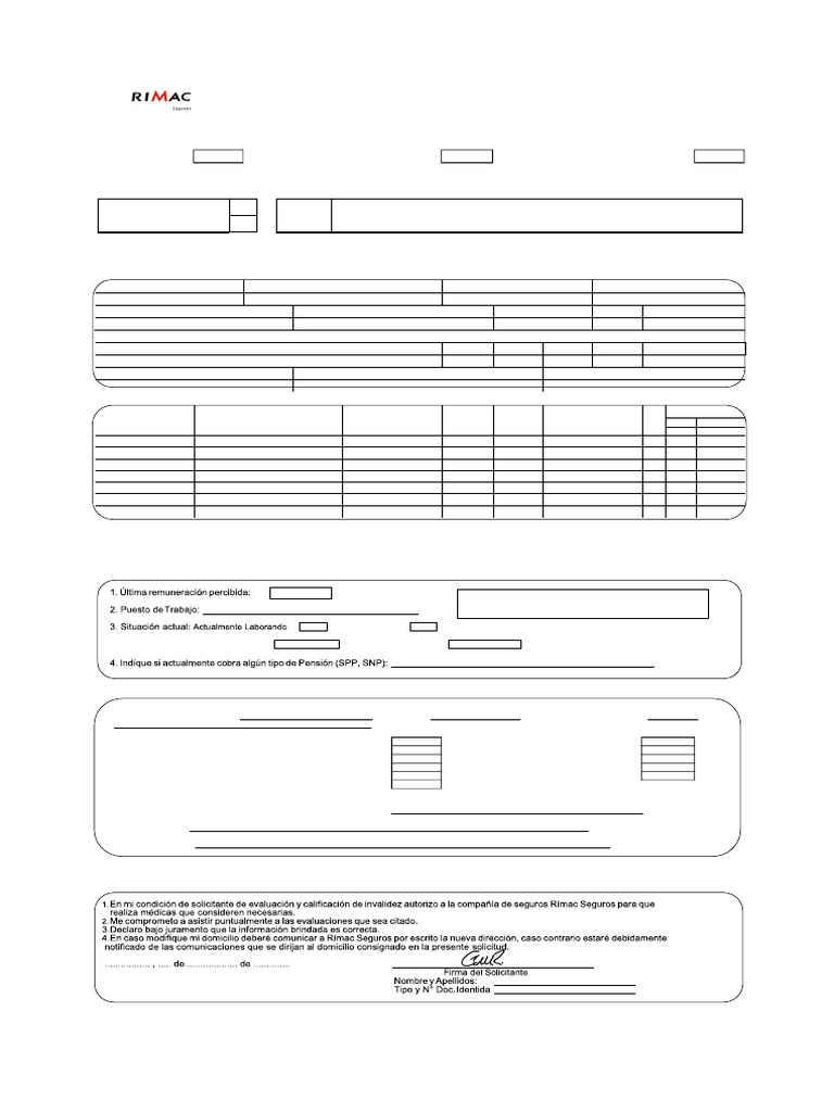 Nuevo Formato - Solicitud de Evaluación y Calificación de Invalidez Sobre.. | PDF | Documento de ...