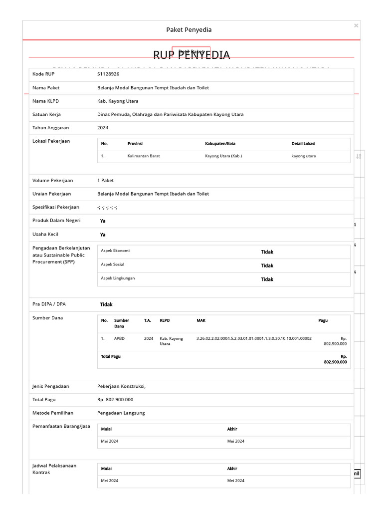 Rekap - Rencana Umum Pengadaan | PDF
