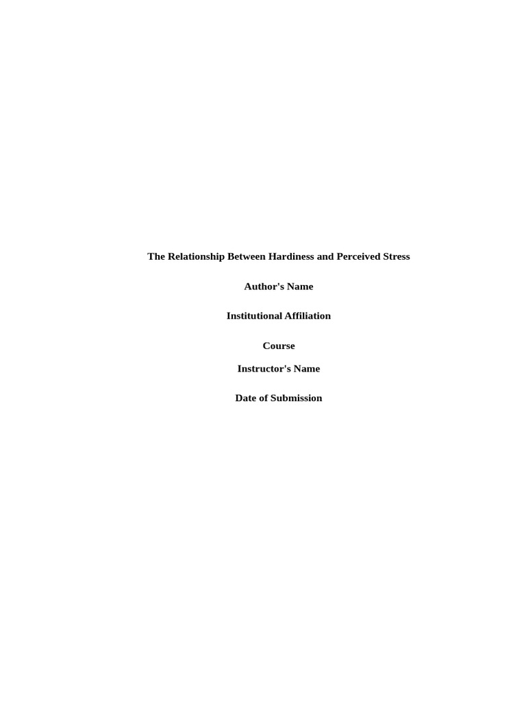Research Study On Hardiness and Perceived Stress | PDF | Psychological ...