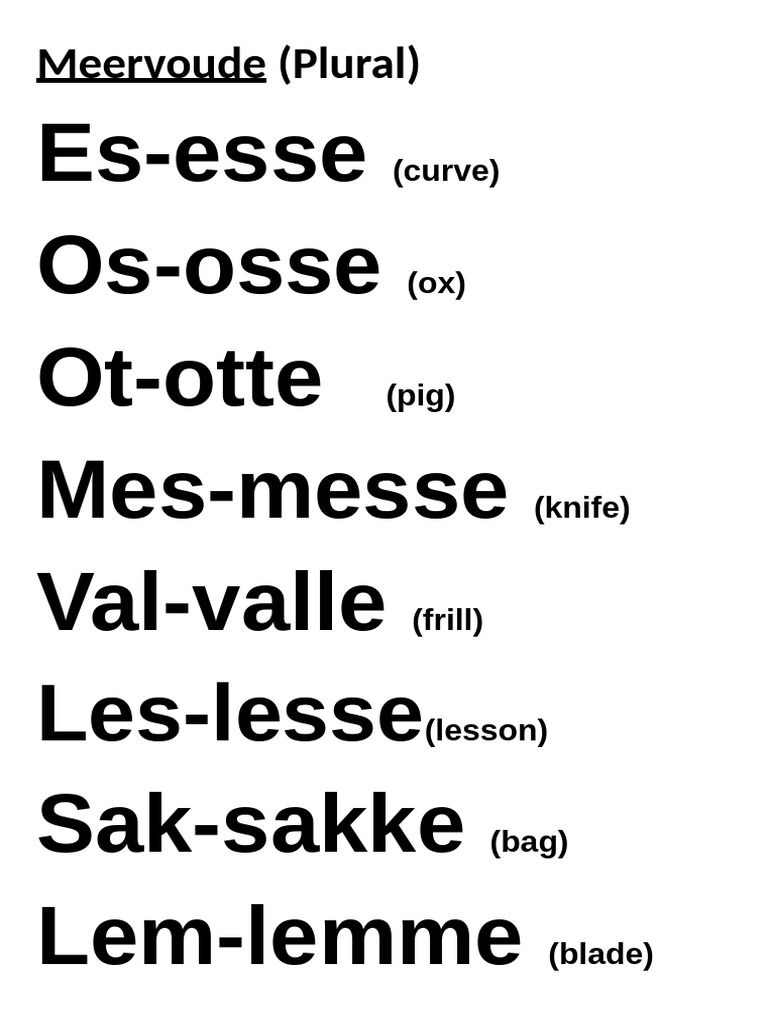 Meervoude, verkleinwoorde | PDF