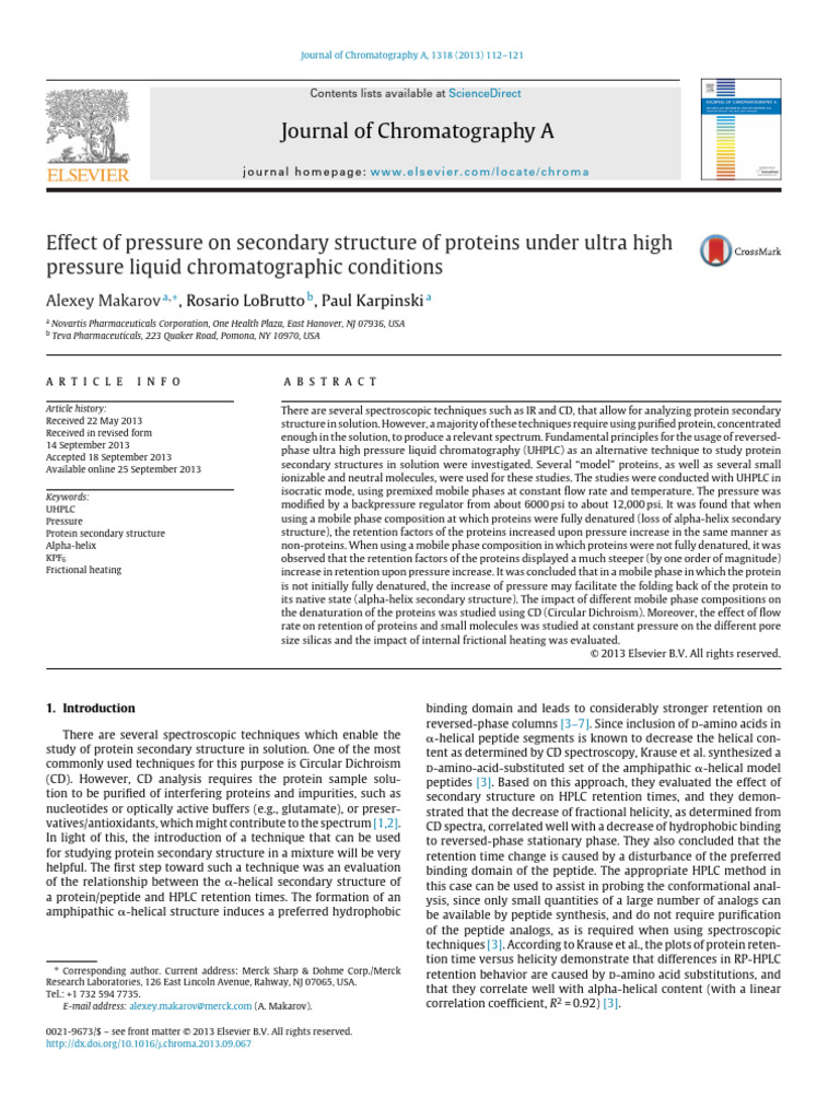 !effect of Pressure On Secondary Structure of Proteins Under Ultra High ...