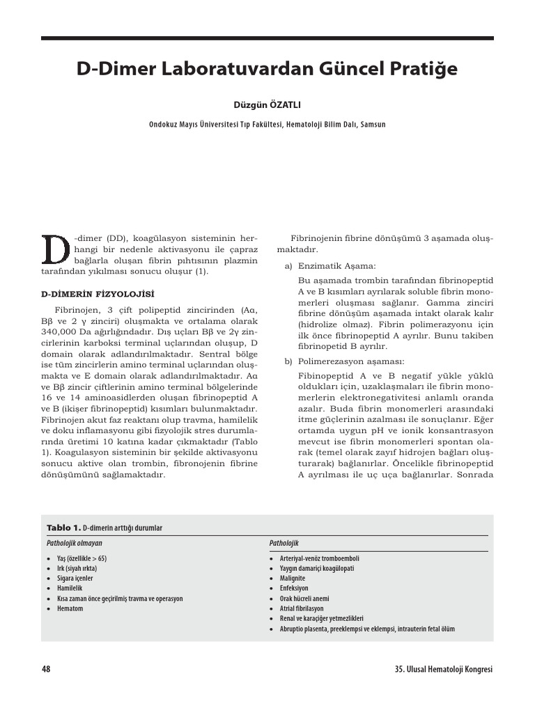 D Dimer Laboratuvardan Guncel Pratige Duzgun Ozatli | PDF