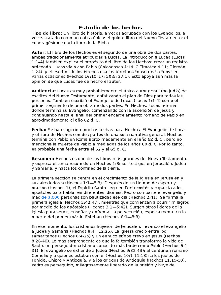Estudio De Los Hechos Pdf Hechos De Los Apóstoles Pablo El Apóstol