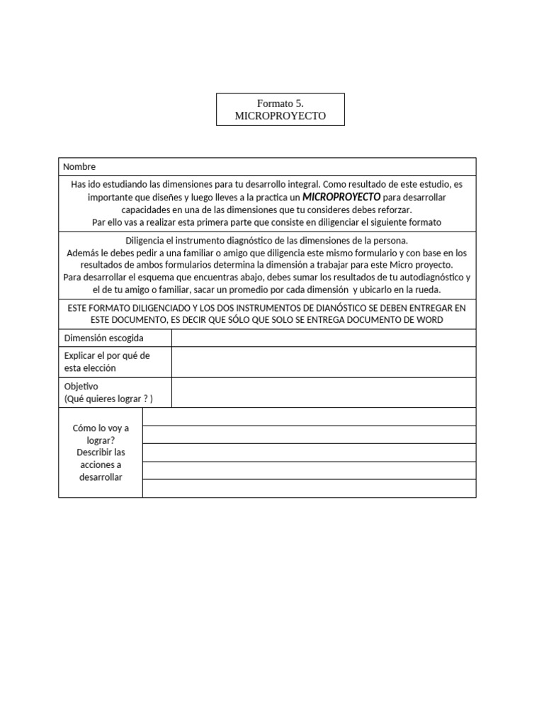 Formato 5 - Microproyecto - Parte 1 | PDF