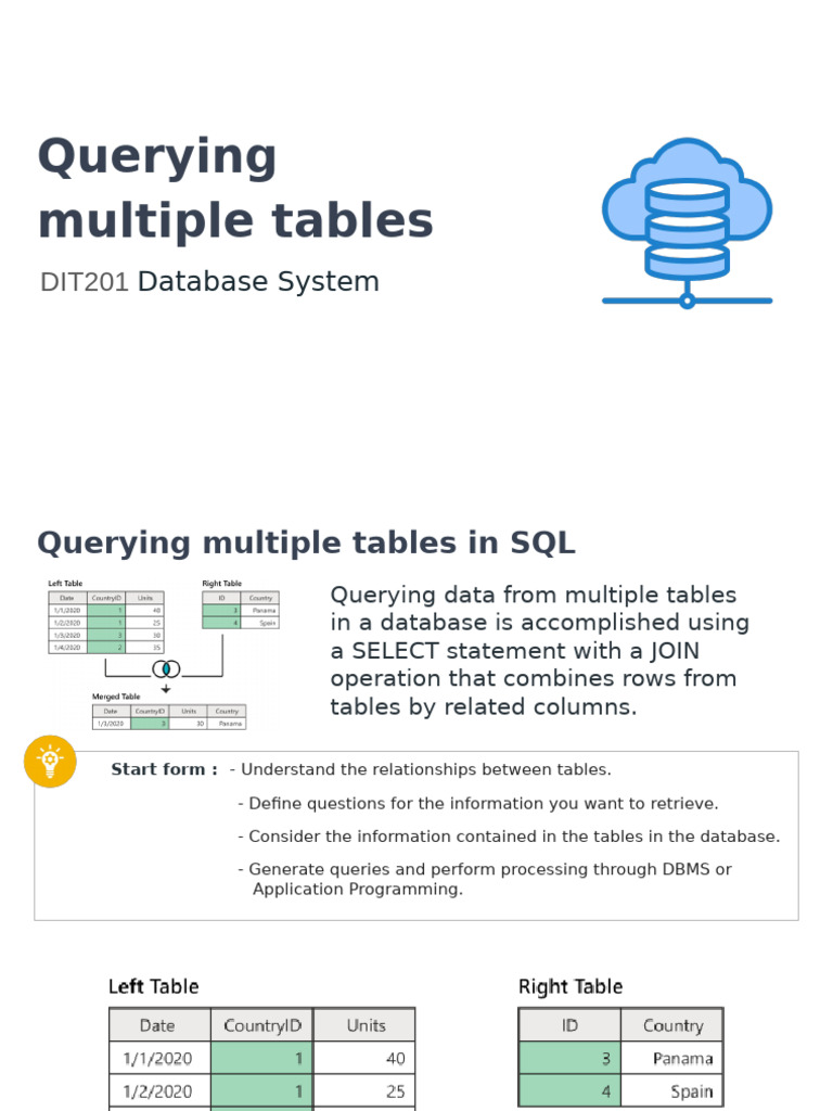 05 Querying Multiple Tables | PDF | Databases | Table (Database)